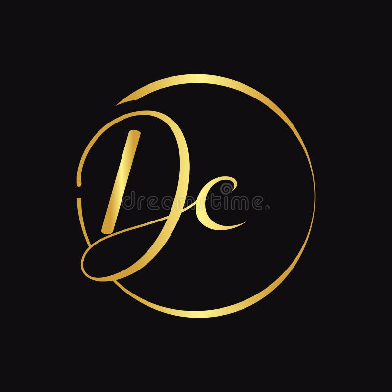 Initial DC Script Letter Type Logo Design with Modern Typography Vector ...