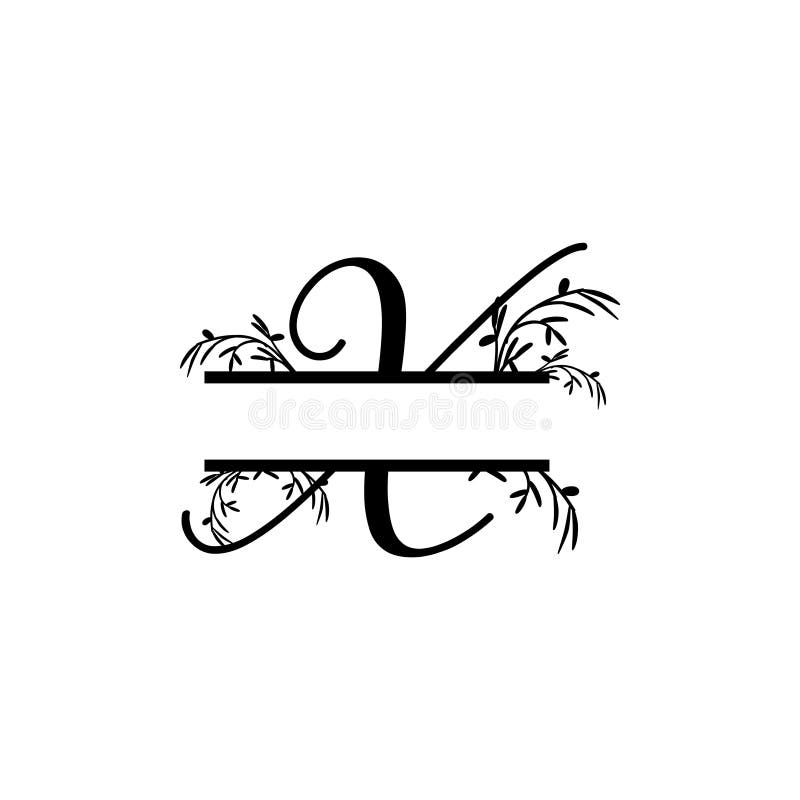 Initial X Decorative Plant Monogram Split Letter Vector Stock Vector - Illustration of leaf ...