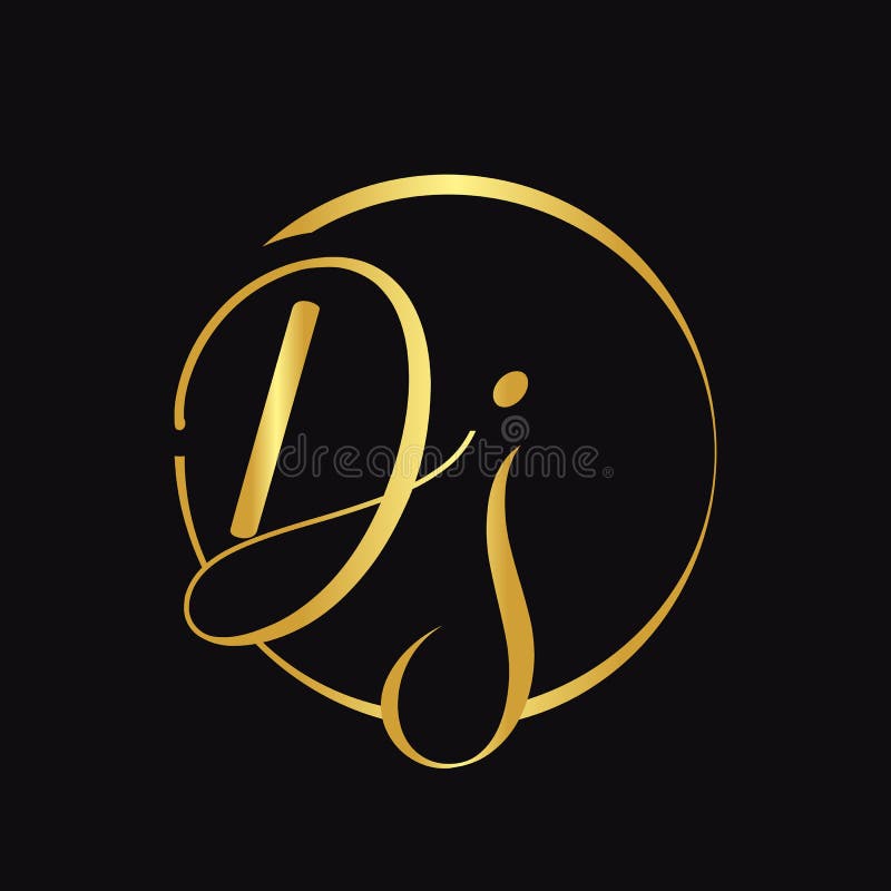 Initial DJ Script Letter Type Logo Design with Modern Typography Vector ...