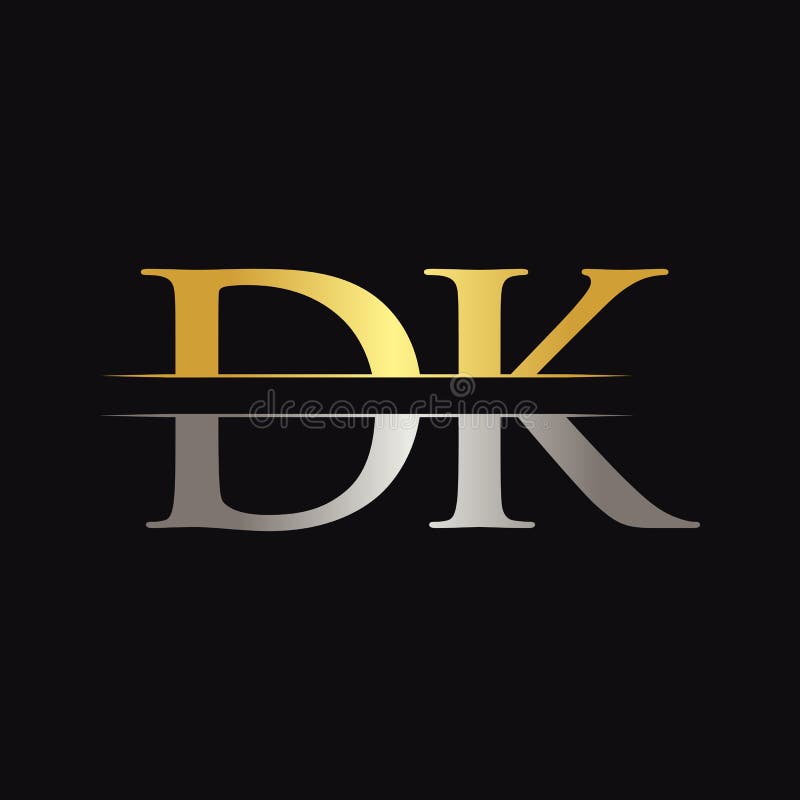 Initial DK Letter Logo Design Vector with Gold and Silver Color. DK ...