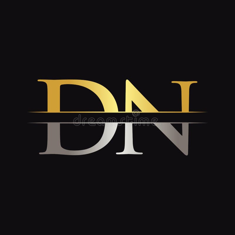 Initial DN Letter Logo Design Vector with Gold and Silver Color. DN ...