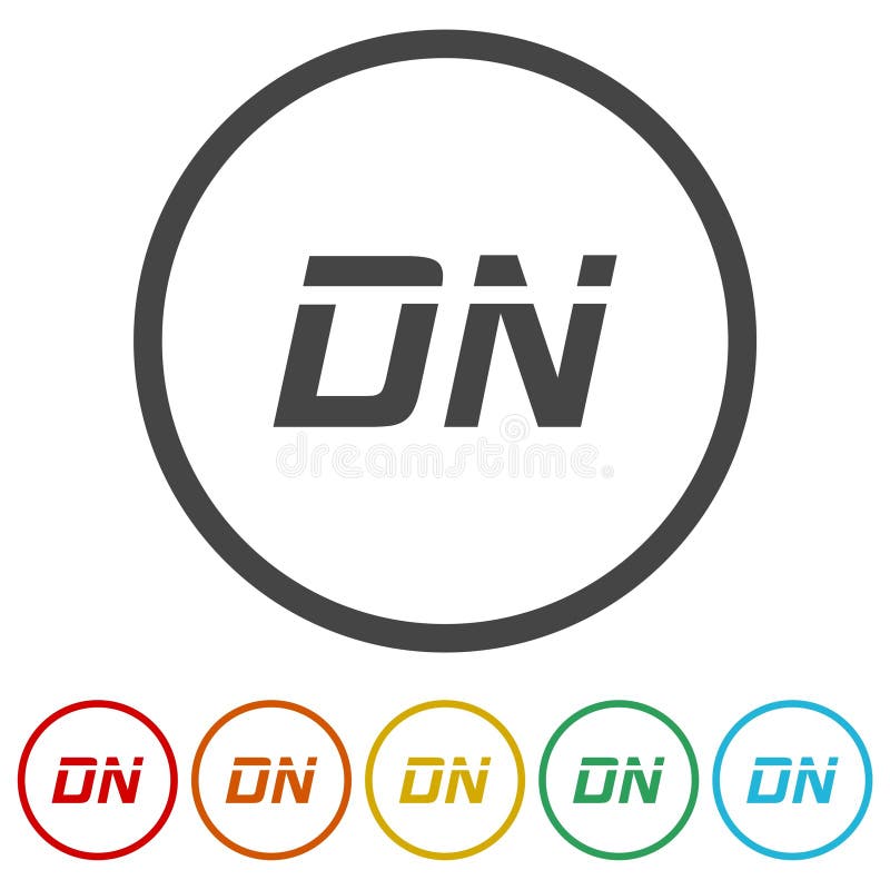 Initial DN Letter Logo. Set Icons in Color Circle Buttons Stock ...