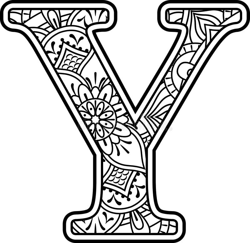 Initial L Doodle Mandala Art Coloring Therapy Stock Vector ...