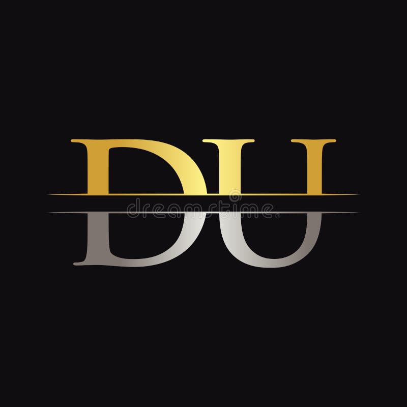 Initial DU Letter Logo Design Vector with Gold and Silver Color. DU ...