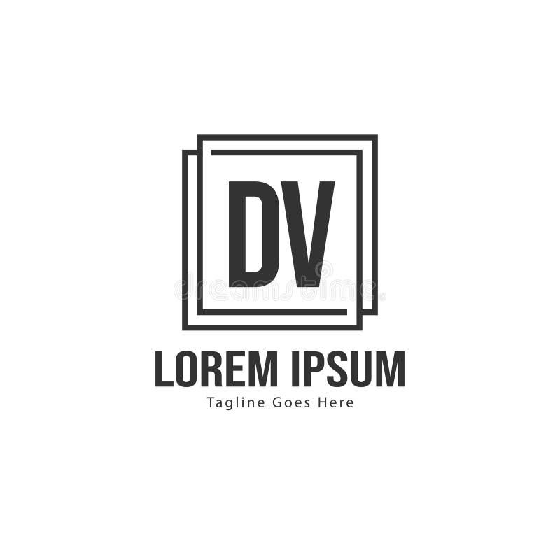 Initial DV Logo Template with Modern Frame. Minimalist DV Letter Logo ...