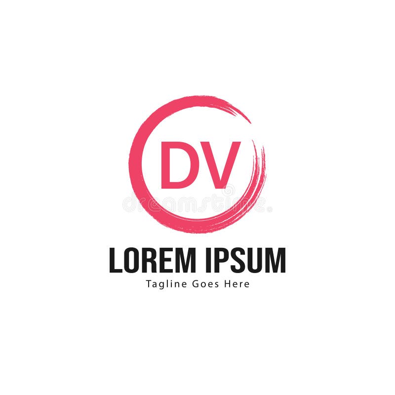 Initial DV Logo Template with Modern Frame. Minimalist DV Letter Logo ...