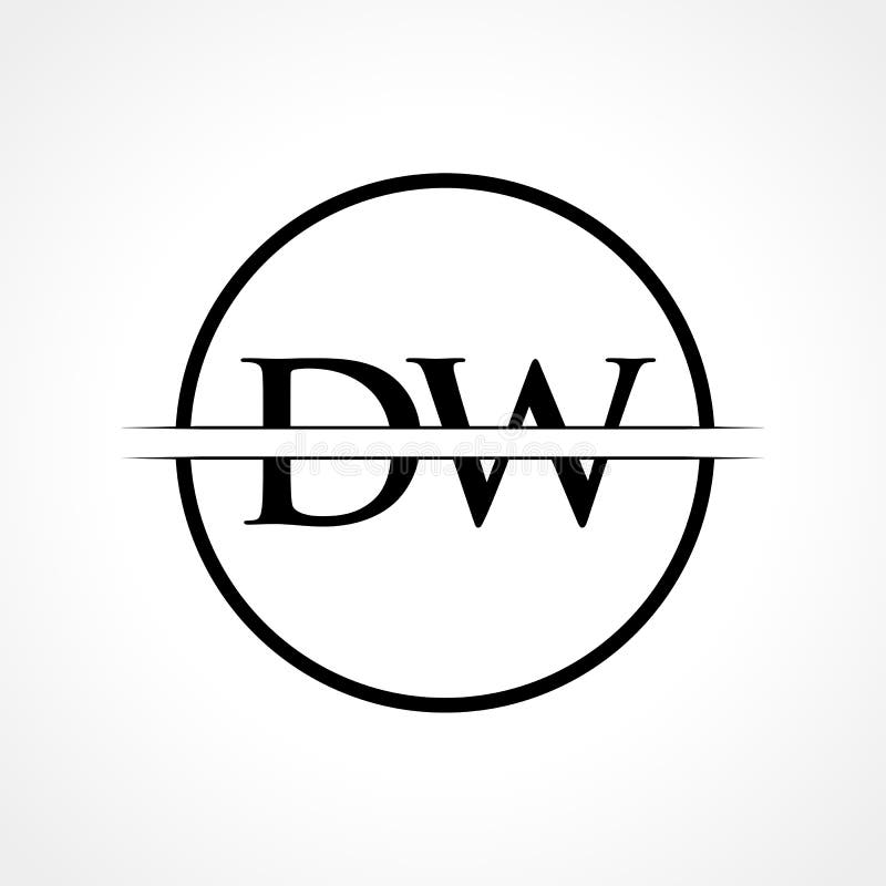 Initial DW Letter Logo Design Vector Template with Black Color. DW Logo ...