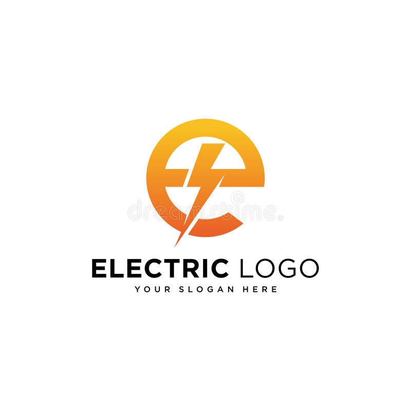 Initial E Letter with Lightning Bolt Logo Vector Design Stock Vector ...