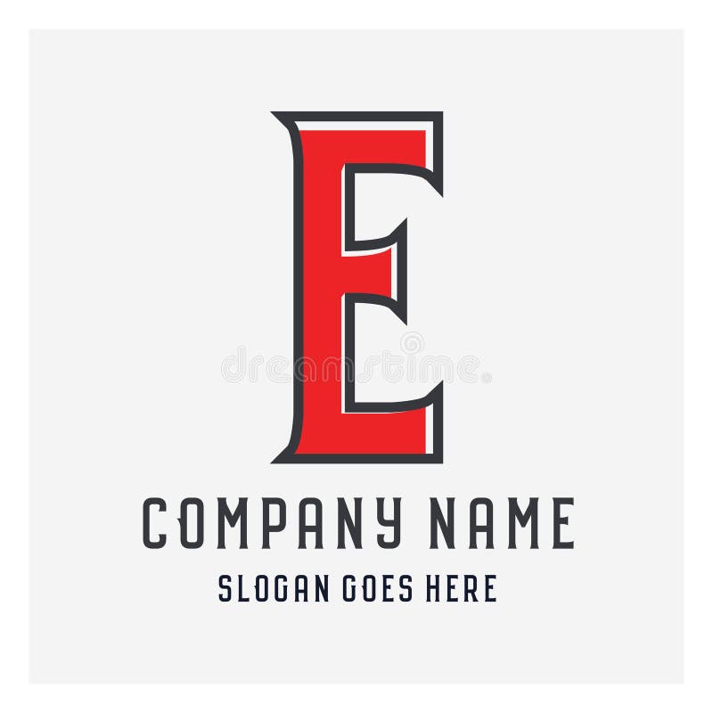 Initial E Logo Creative Design in Flat Style with Red Colour Stock ...