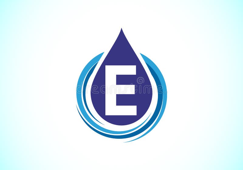 Initial E Monogram Alphabet with Water Drop in a Spiral. Waterdrop Logo ...