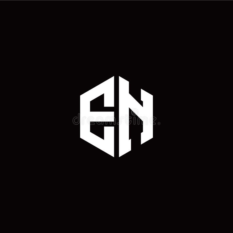 Initial E N Letter with Polygon Modern Style Logo Template Vector Stock ...