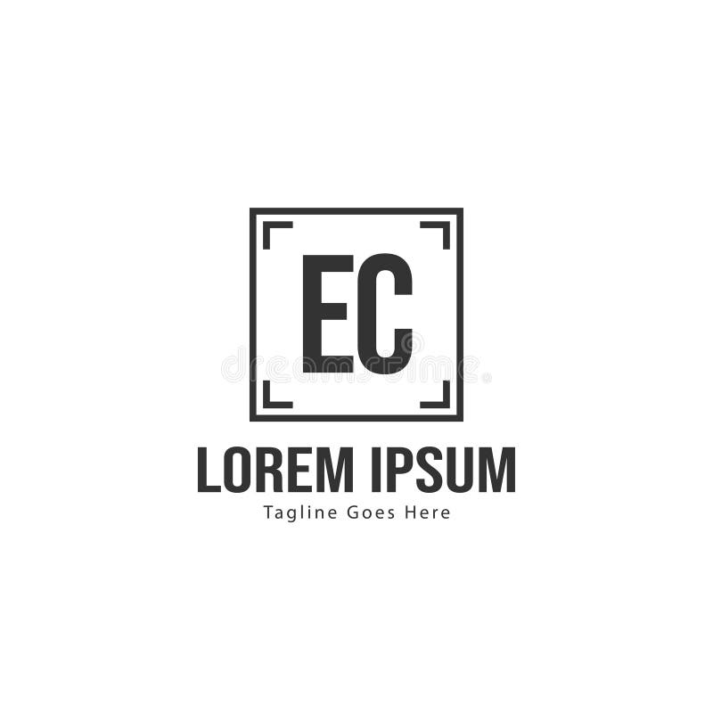 Initial EC Logo Template with Modern Frame. Minimalist EC Letter Logo ...