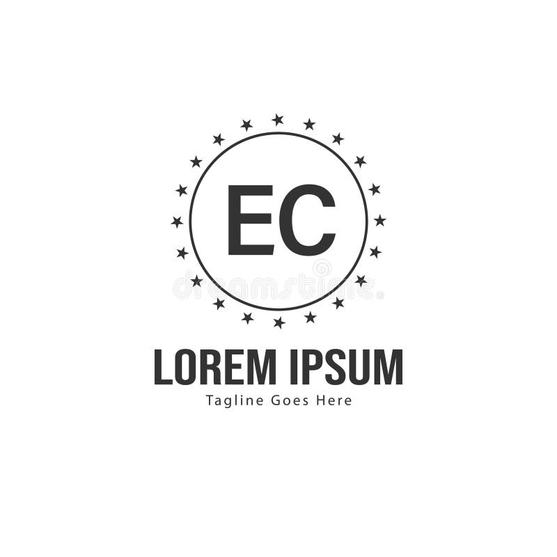 Initial EC Logo Template with Modern Frame. Minimalist EC Letter Logo ...