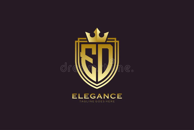 Initial ED Elegant Luxury Monogram Logo or Badge Template with Scrolls ...