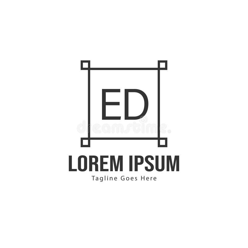 Initial ED Logo Template with Modern Frame. Minimalist ED Letter Logo ...