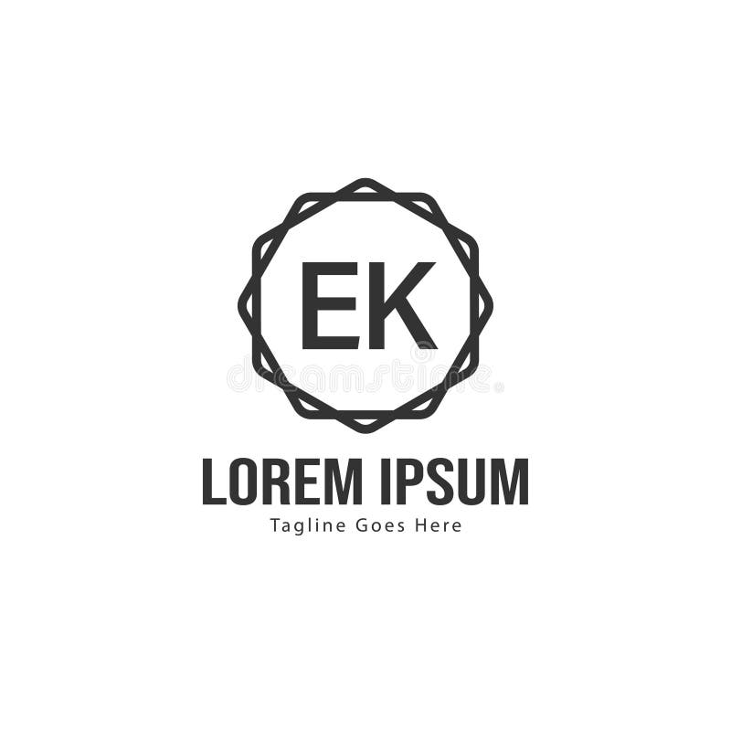 Initial EK Logo Template with Modern Frame. Minimalist EK Letter Logo ...