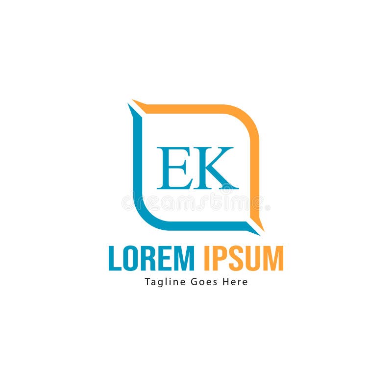 Initial EK Logo Template with Modern Frame. Minimalist EK Letter Logo ...