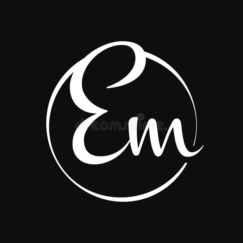 Initial EM Script Letter Type Logo Design with Modern Typography Vector ...