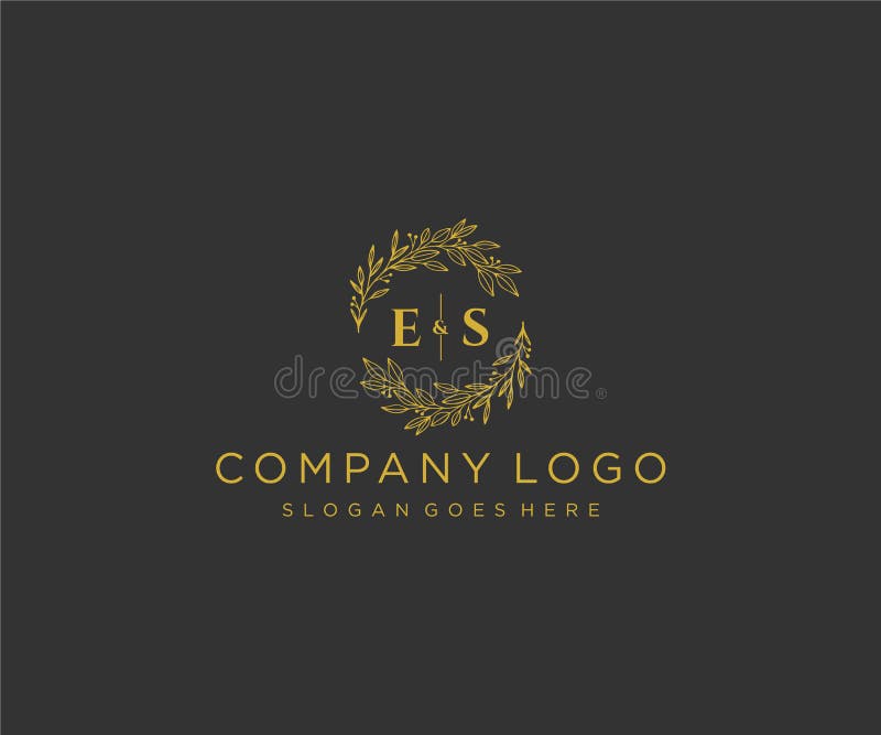 Initial ES Letters Floral Frames. Monogram Wedding, Wedding Invitation ...