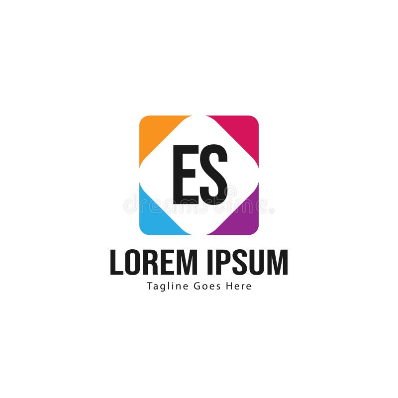 Initial ES Logo Template with Modern Frame. Minimalist ES Letter Logo ...