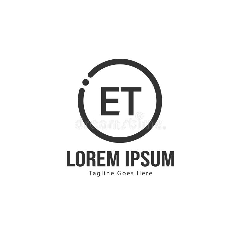Initial ET Logo Template with Modern Frame. Minimalist ET Letter Logo ...