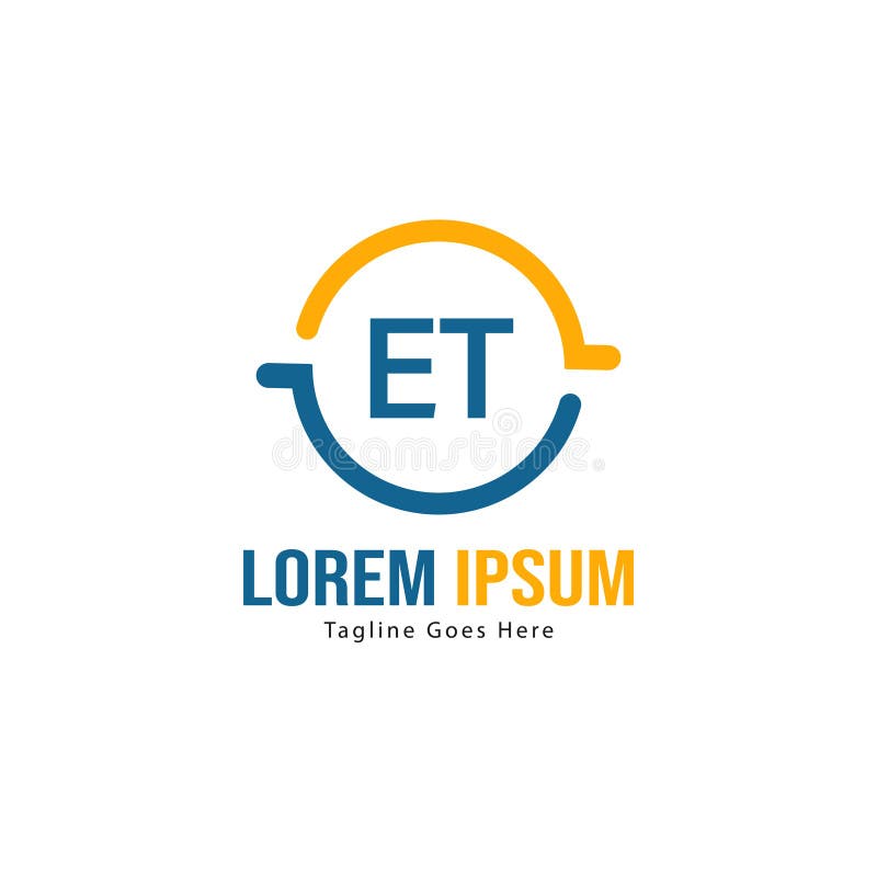 Initial ET Logo Template with Modern Frame. Minimalist ET Letter Logo ...