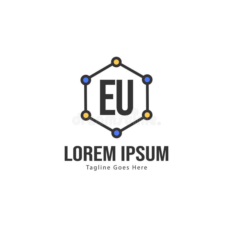 Initial EU Logo Template with Modern Frame. Minimalist EU Letter Logo ...