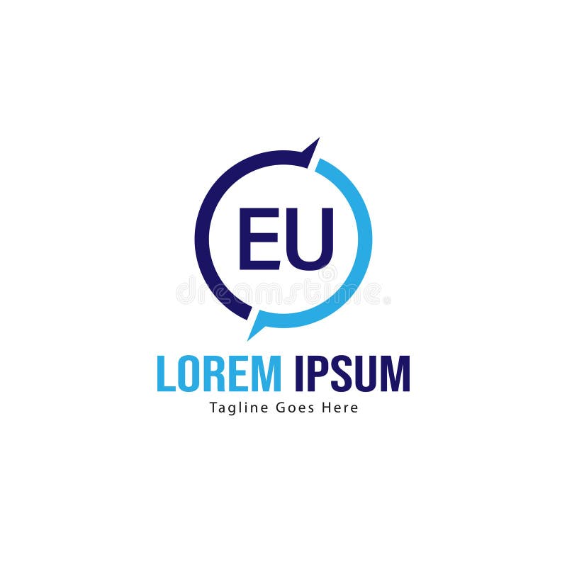 Initial EU Logo Template with Modern Frame. Minimalist EU Letter Logo ...