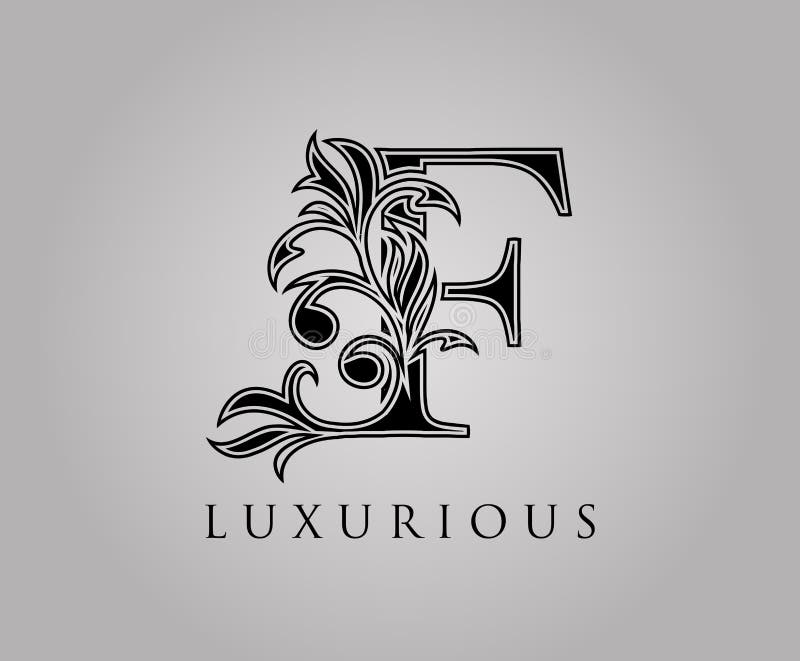 Initial F Luxury Logo Icon. Classic Floral F Letter Logo Design Vector ...