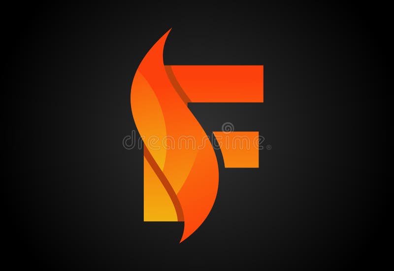 Initial F Monogram Letter with a Swoosh or Flame. Fire Flames or Swoosh ...