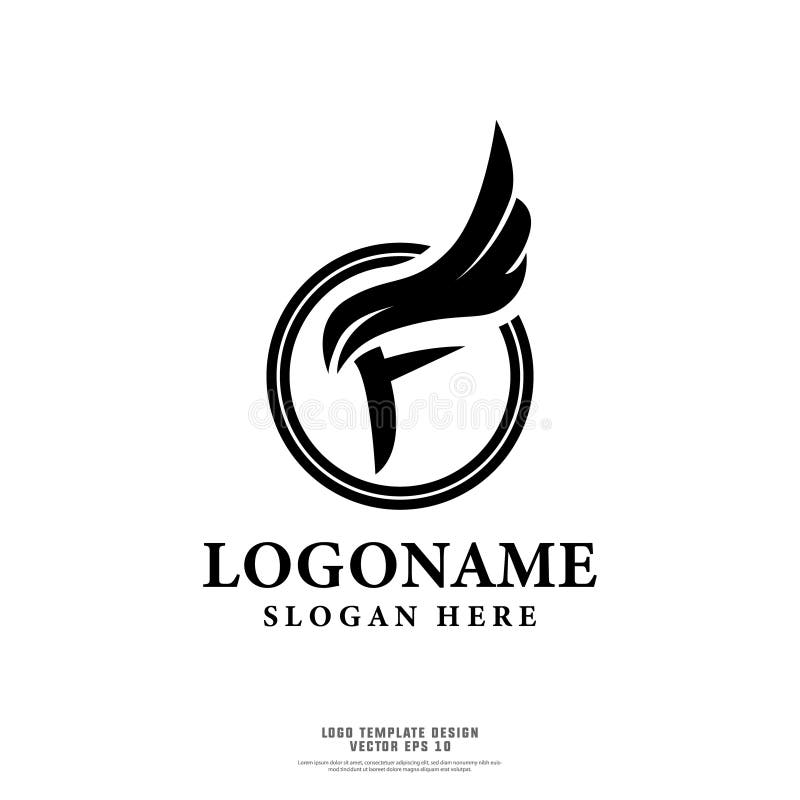 Initial F Wing Logo Design Template Isolated on White Background Stock ...