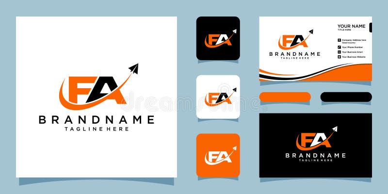 Initial FA Logo Monogram Design Template with Business Card Design ...