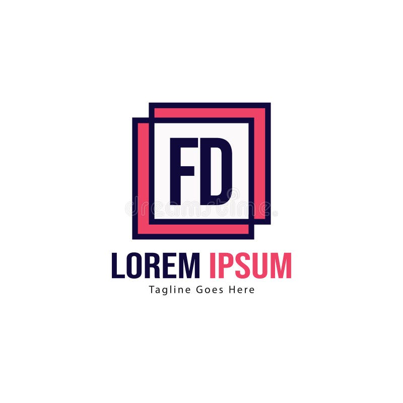 Initial FD Logo Template with Modern Frame. Minimalist FD Letter Logo ...