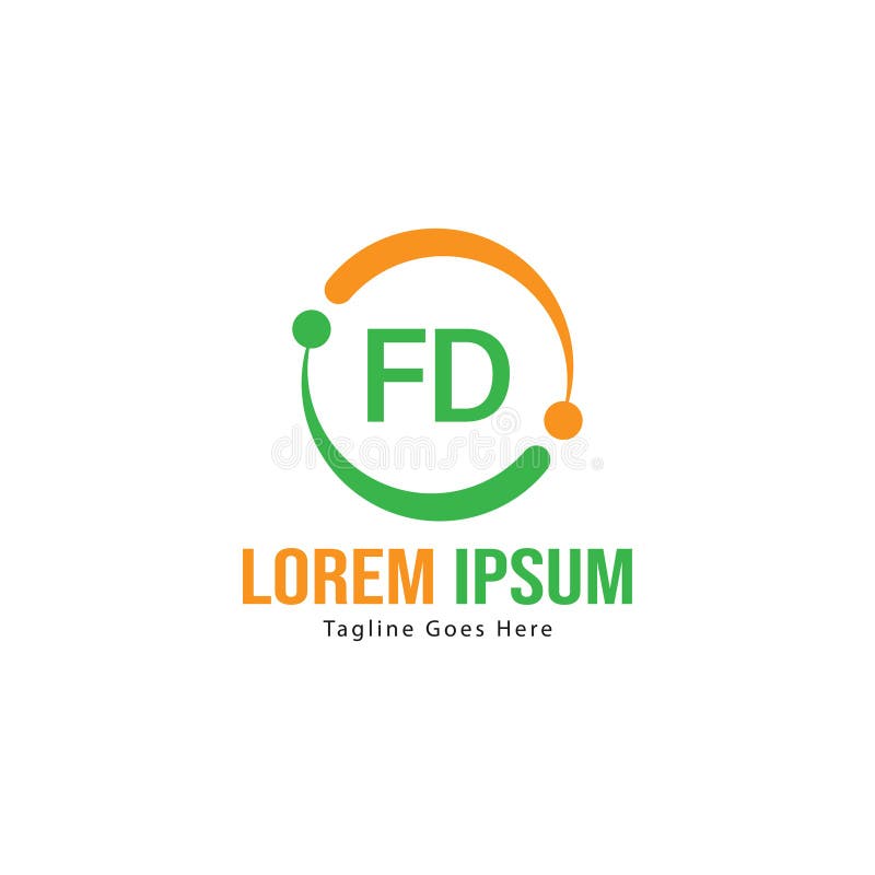 Initial FD Logo Template with Modern Frame. Minimalist FD Letter Logo ...