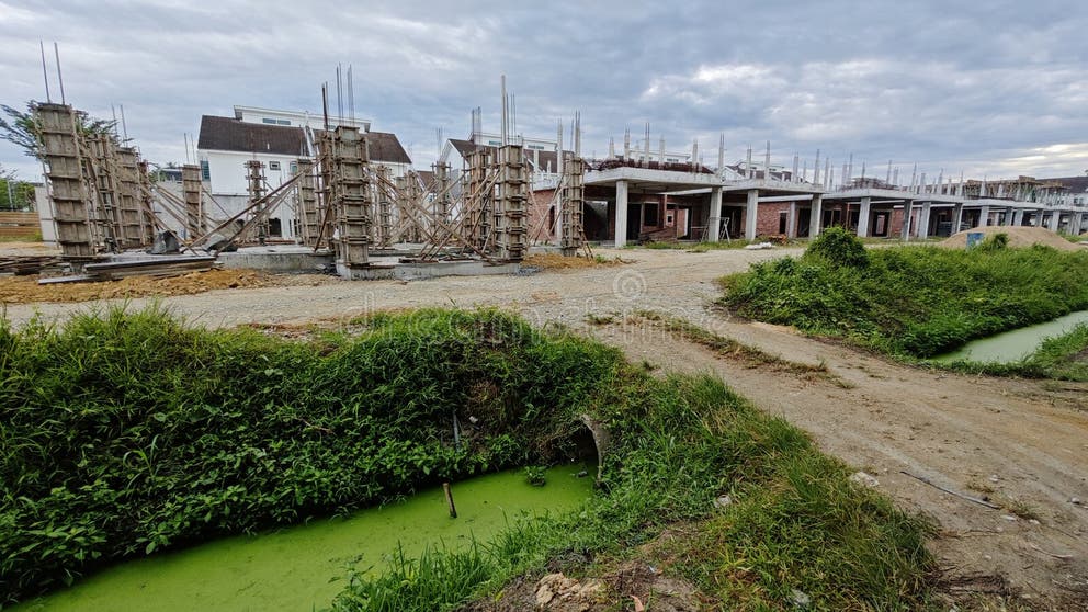 The Initial Foundation Concrete Frame and Wall of the Residential ...