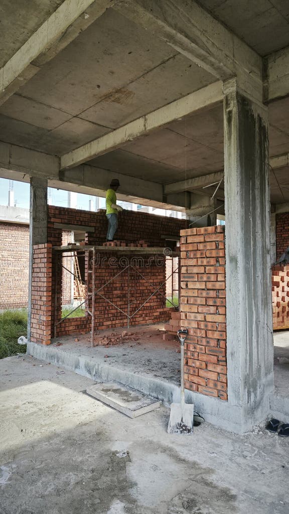 The Initial Foundation Concrete Frame and Wall of the Residential ...
