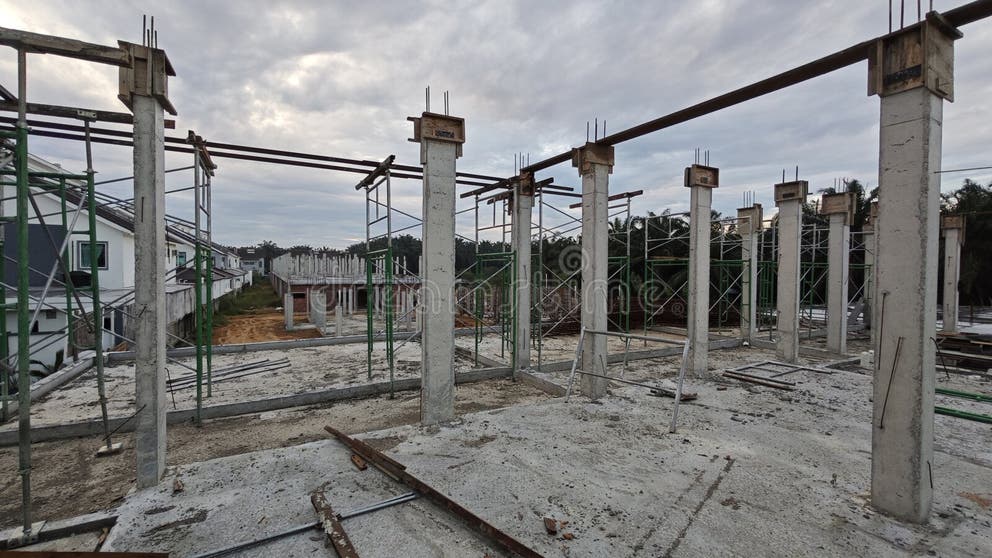 The Initial Foundation Concrete Frame and Wall of the Residential ...