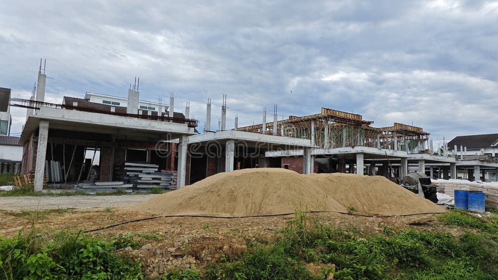 The Initial Foundation Concrete Frame and Wall of the Residential ...