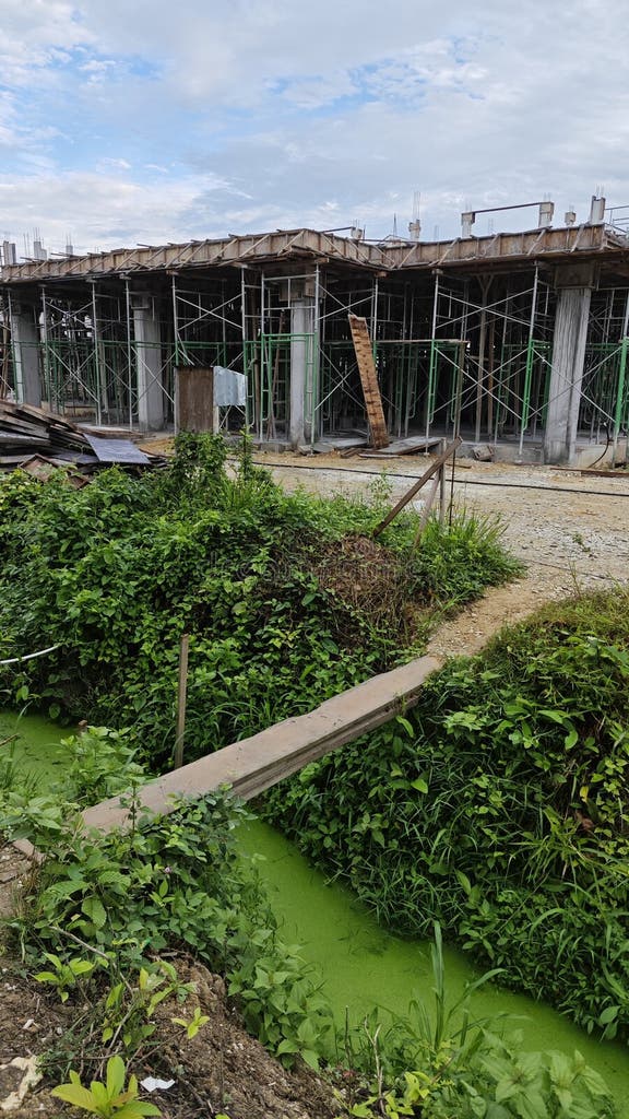 The Initial Foundation Concrete Frame and Wall of the Residential ...