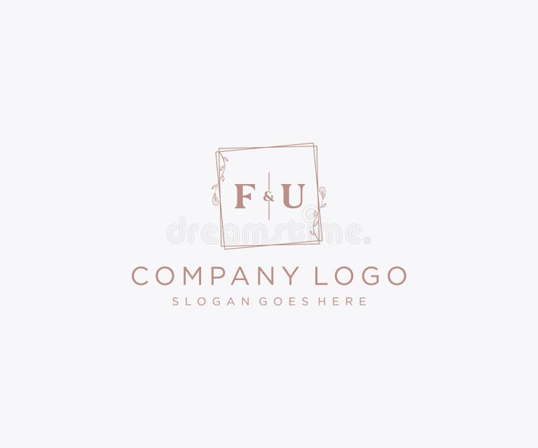 Initial FU Letters Decorative Luxury Wedding Logo Stock Vector ...