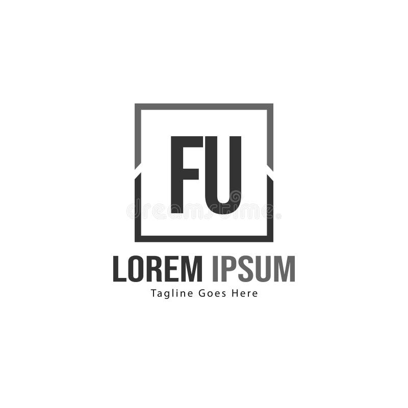 Initial FU Logo Template with Modern Frame. Minimalist FU Letter Logo ...