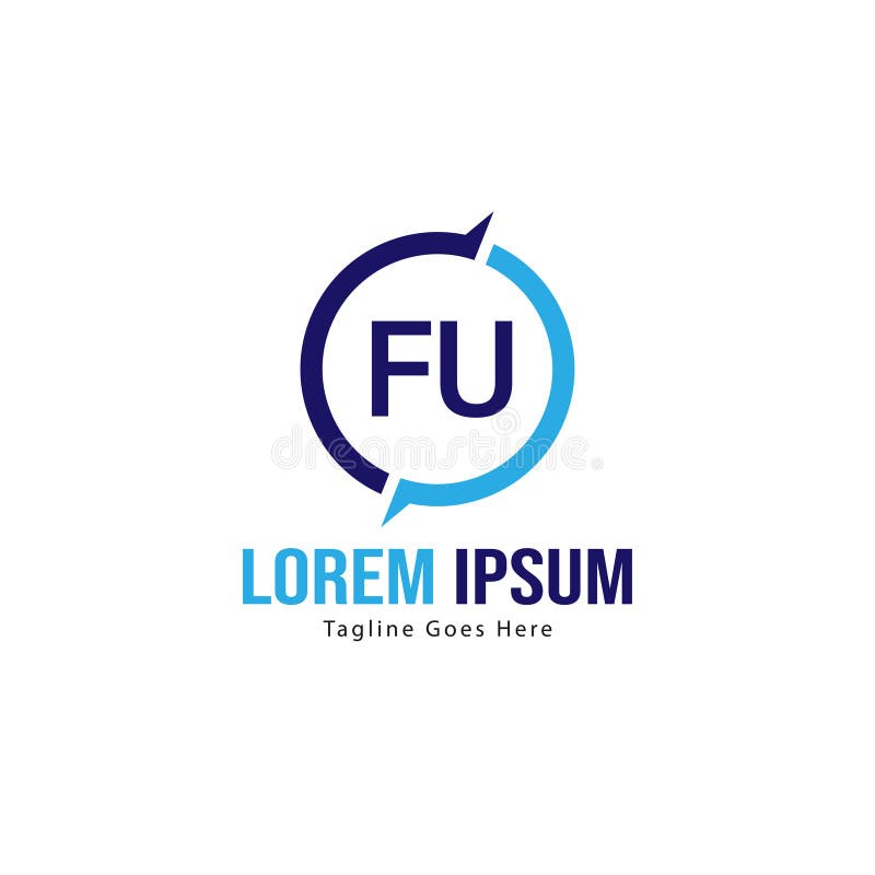Initial FU Logo Template with Modern Frame. Minimalist FU Letter Logo ...