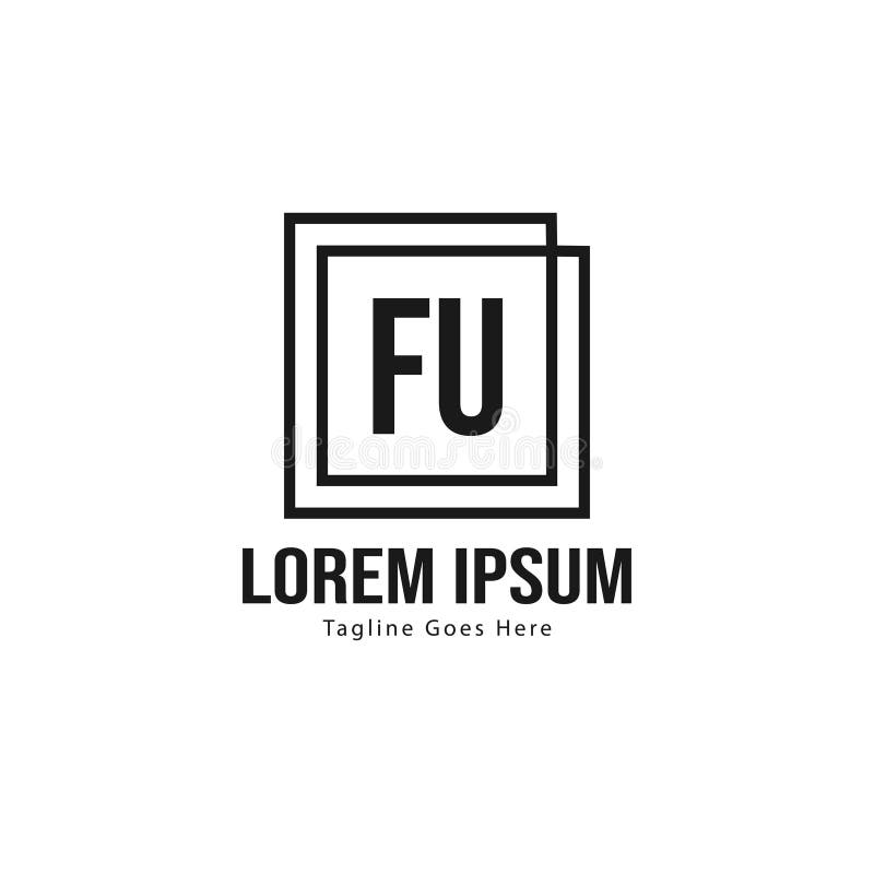 Initial FU Logo Template with Modern Frame. Minimalist FU Letter Logo ...