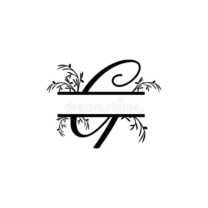 Set of Initial Decorative Plant Monogram Split Letter Vector Stock ...