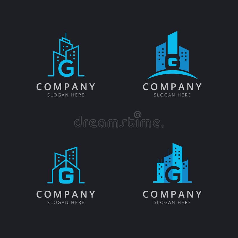 Initial G Logo with Building Elements Template Stock Vector ...
