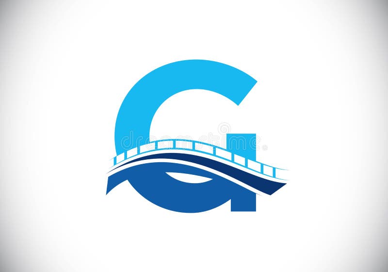 Initial G Monogram Letter Alphabet with Bridge Sign. Abstract Bridge ...