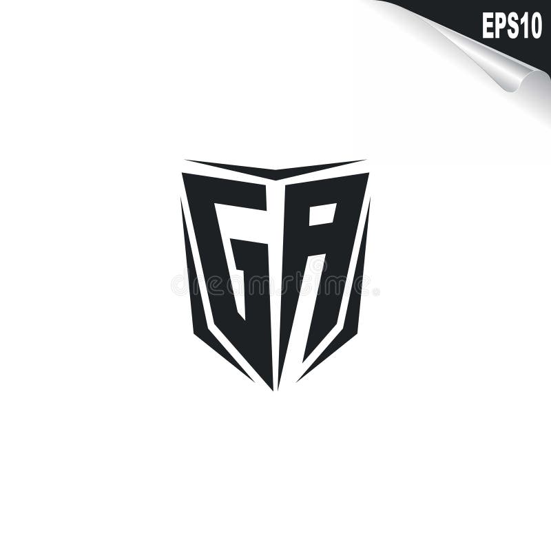 Initial GA Logo Design with Shield Style, Logo Business Branding Stock ...