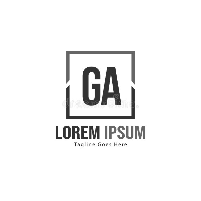 Initial GA Logo Template with Modern Frame. Minimalist GA Letter Logo ...
