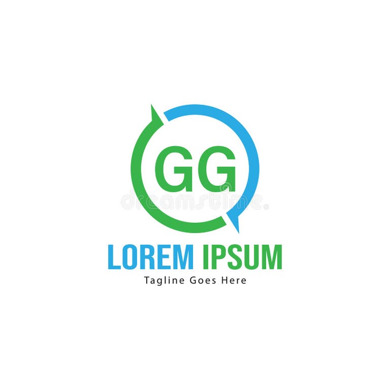 Initial GG Logo Template with Modern Frame. Minimalist GG Letter Logo ...