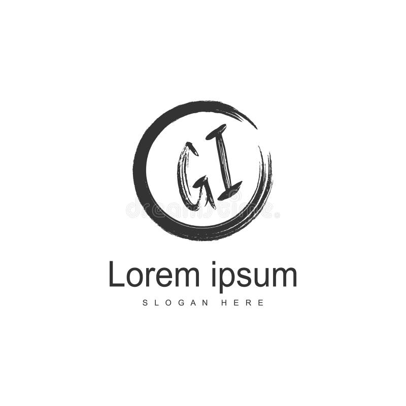 Initial GI Logo Template with Modern Frame. Minimalist GI Letter Logo ...